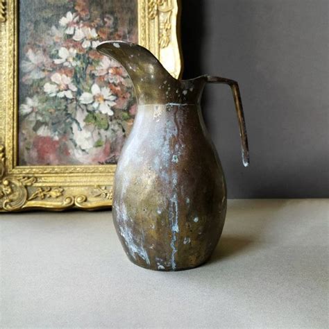 Large Brass Pitcher Vintage Farmhouse Decor Etsy Vintage Farmhouse