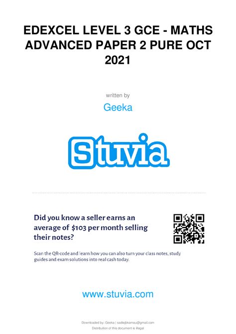 edexcel level 3 gce maths advanced paper 2 pure oct 2021 scholarfriends