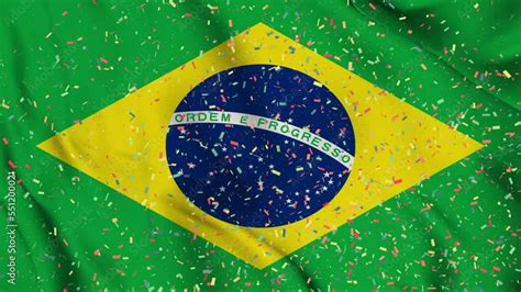 brazil flag seamless animation with paper confetti best stock of