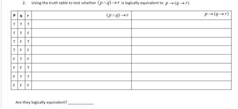 solved 2 using the truth table to test whether 19 r is