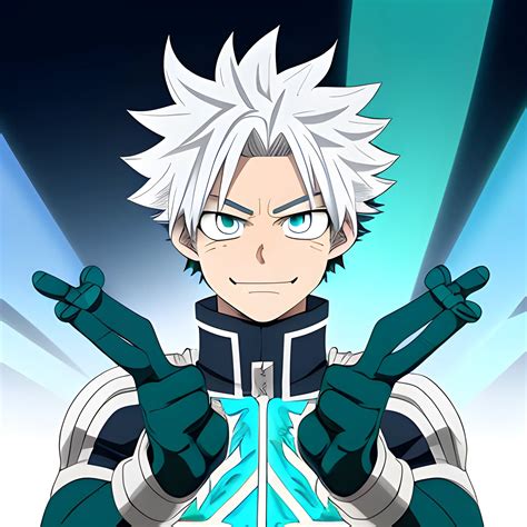 My Hero Academia Male Oc With White Hair And Teal Eyes And Blue Flames