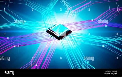 Microchip Power And Speed Presentation Of The New Microchip Processor Of A Computer Printed