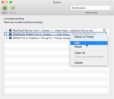 Handbrake Documentation — Using The Queue