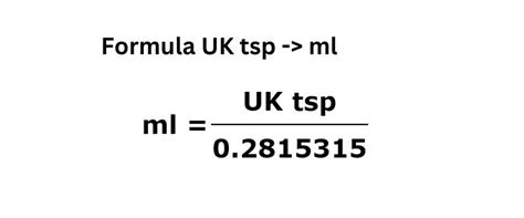 Teaspoon To Ml Milliliter Unit Conversion Formula Chart