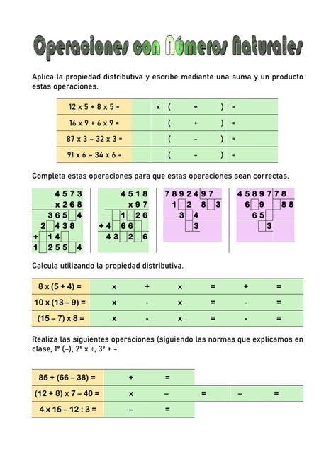 Operaciones Números Naturales Exercise Live Worksheets
