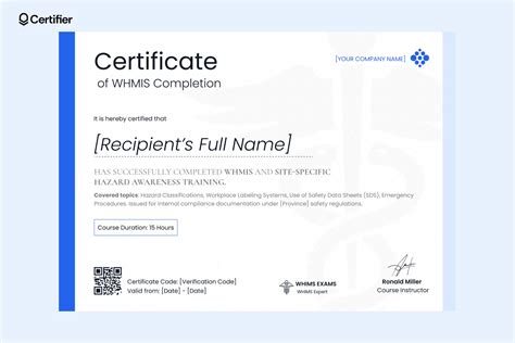 15 Editable Whmis Certificate Templates
