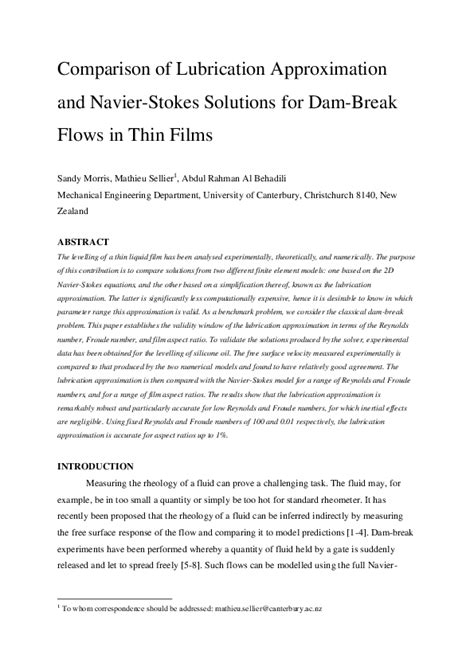 Pdf Lubrication Theory Approximation