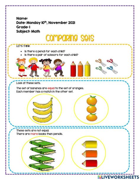 Comparing Sets Anchor Chart Online Exercise For Live Worksheets