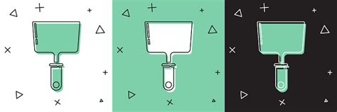 흰색과 녹색 검은 색 배경에 격리 퍼티 나이프 아이콘을 설정합니다 주걱 수리 도구 스패클링 또는 페인트 악기 벡터 일러스트레이션 가능성에 대한 스톡 벡터 아트 및 기타