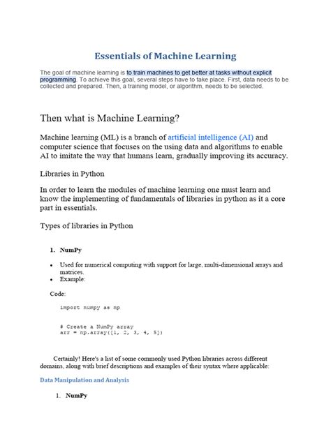 Machine Learning Document Pdf Machine Learning Python Programming Language