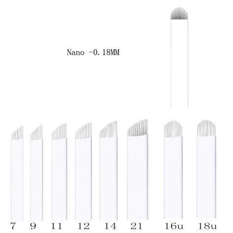 나노 018mm 7 9 11 12 14 16 U 모양 영구 메이크업 눈썹 플렉스 문신 바늘 블레이드 3d 마이크로 블레이드 루미나 블레이드 Agulhas용타투 바늘