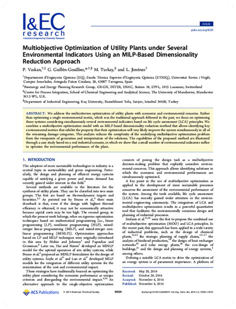Pdf Multiobjective Optimization Of Utility Plants Under Several