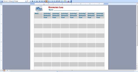 Simple Exercise Log Freebie