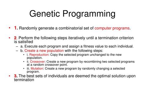 Ppt Genetic Algorithm And Genetic Programming Powerpoint Presentation Id