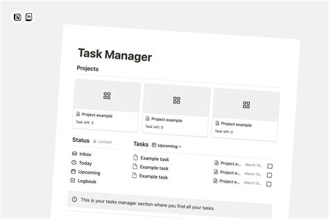 Notion Task Manager Notion Template Notion Dashboard Notion Planner All In One Notion