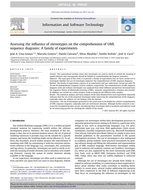 Pdf Assessing The Influence Of Stereotypes On The Comprehension Of Uml Sequence Diagrams A