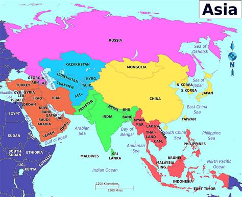 Continent Of Asia Map