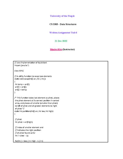 Written Assignment Unit 6 University Of The People Cs 3303 Data