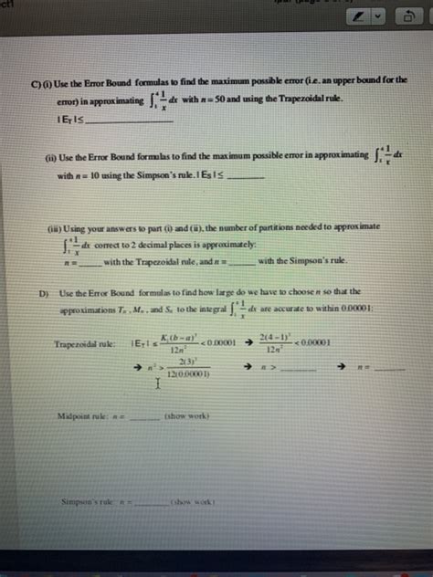 Solved Ct1 C Use The Error Bound Formulas To Find The