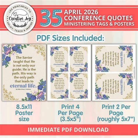 April 2026 General Conference Quotes Set Of 35 Printable Cards