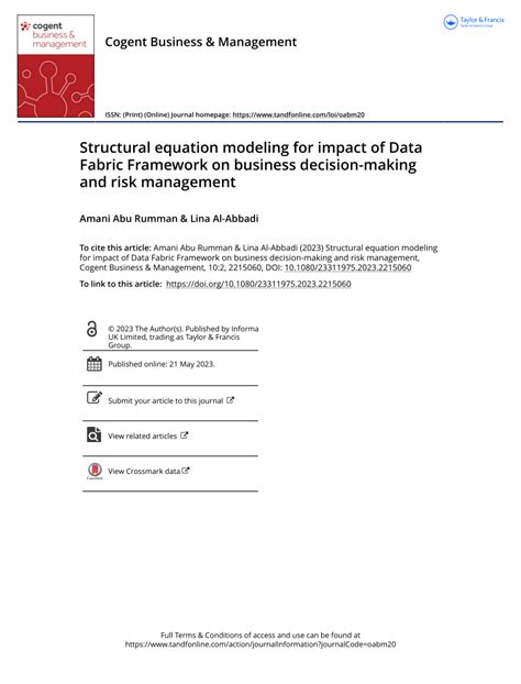 pdf structural equation modeling for impact of data fabric framework on business decision