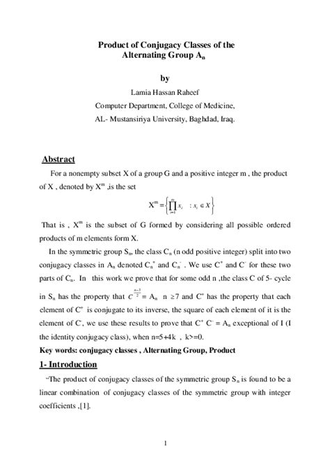 Pdf Product Of Conjugacy Classes Of The Alternating Group A N By