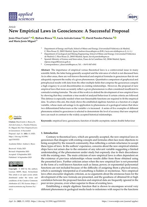 Pdf New Empirical Laws In Geosciences A Successful Proposal