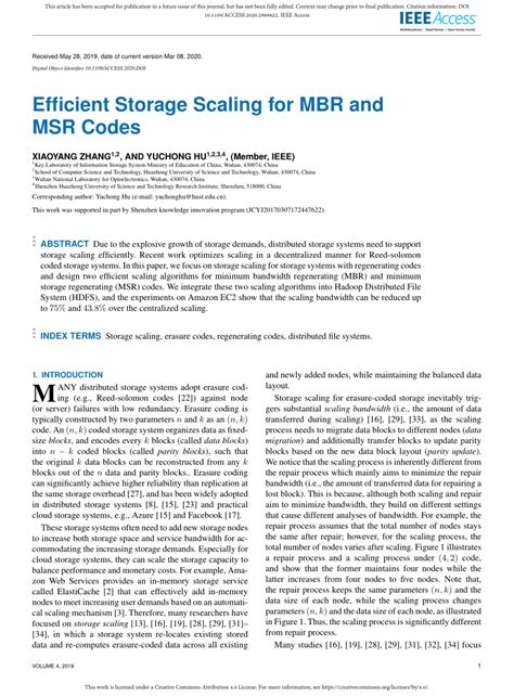 Pdf Efficient Storage Scaling For Mbr And Msr Codes