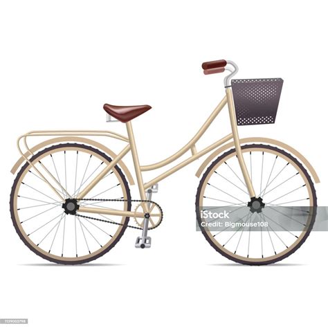 전면 고리 버들 바구니와 현실적인 3d 세부 자전거 벡터 자전거 타기에 대한 스톡 벡터 아트 및 기타 이미지 자전거 타기 두발자전거 3차원 형태 Istock