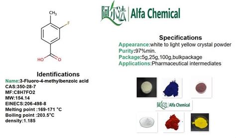 China 3 Fluoro 4 Methylbenzoic Acid Cas350 28 7 Manufacturers Free