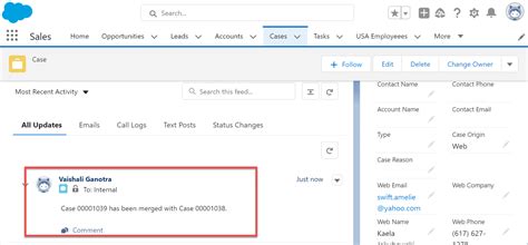 how to merge cases in salesforce