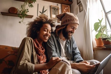 Man Woman Technology Holding Computer Lifestyle Cheerful Couple Smile Together Happy Tablet