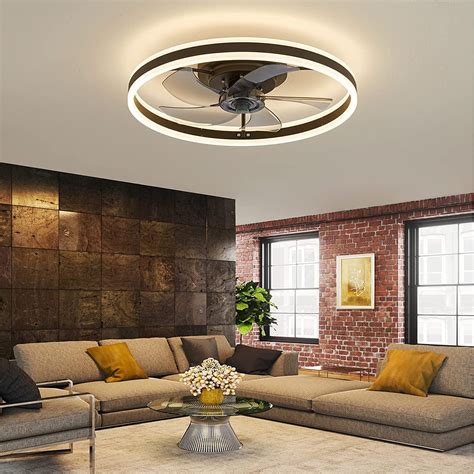 Modern Indoor Ceiling Fan With Led Lights Bladeless Black Remote