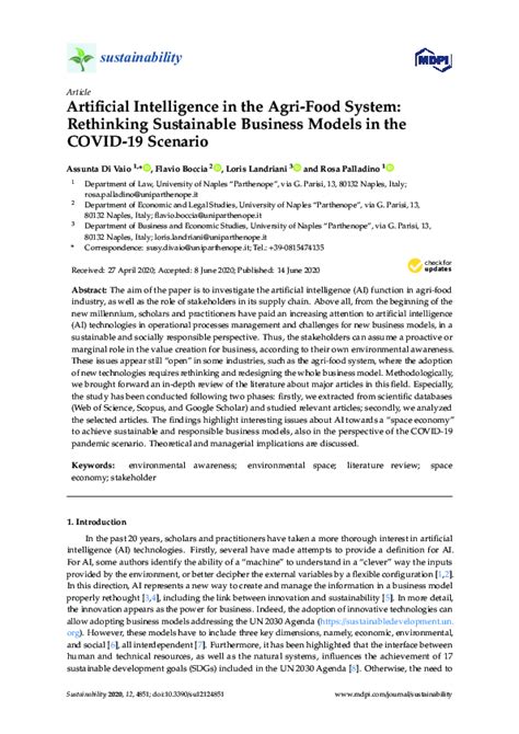 Pdf Artificial Intelligence In The Agri Food System Rethinking