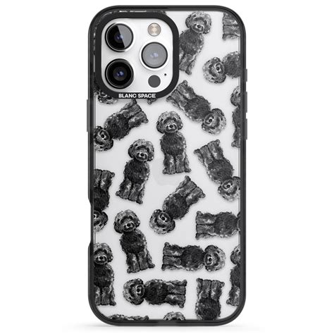 Cockapoo Black Watercolour Dog Pattern Iphone Case Blanc Space