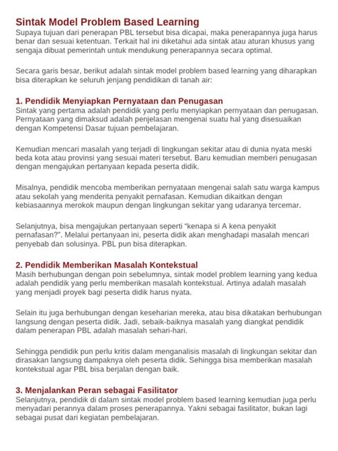 Sintak Model Problem Based Learning Pdf