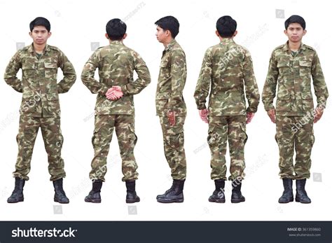 A Yellow Military Uniform Military Posture By Standing Straight And