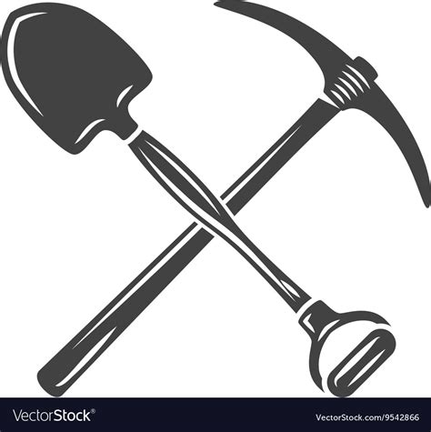 Shovel And Pickaxe Crossed Black On White Flat Vector Image