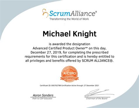 Moving Forward In My Agile Journey Csp Cspo Is Next Michael Knight