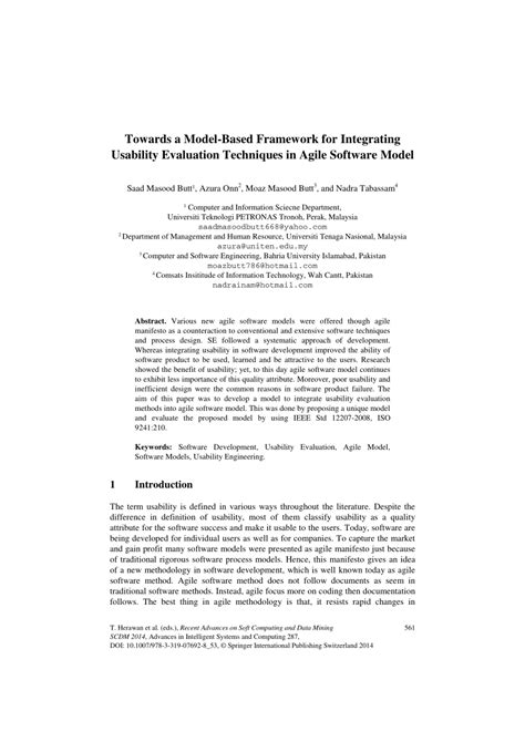 pdf towards a model based framework for integrating usability