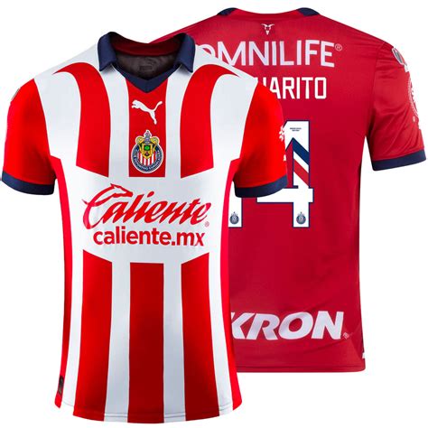 Puma Chivas De Guadalajara Mens Home Authentic 2023 24 Soccer Jersey W