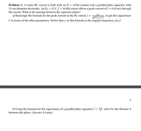 Solved Problem A Series RC Circuit Is Built With An Chegg Com