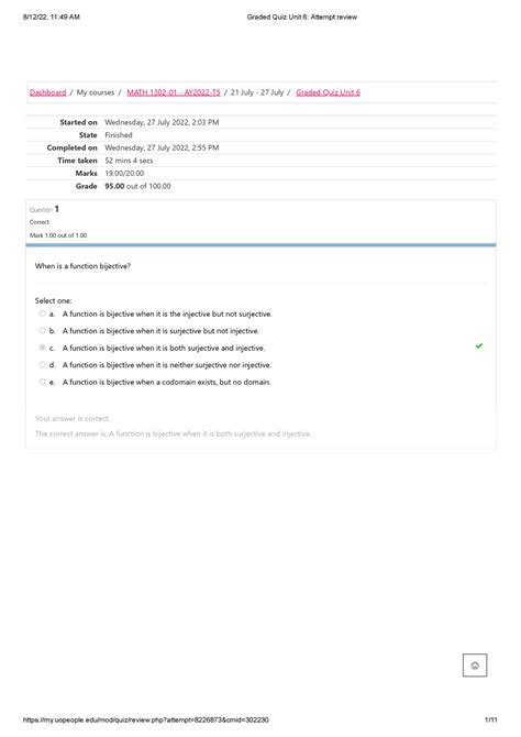 Graded Quiz Unit Attempt Review Started On Wednesday July PM State Finished