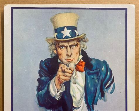 1968 I Want You For U S Army Uncle Sam Window Card Poster Vietnam War