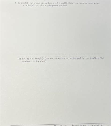 Solved 9 7 Points A Graph The Cardioid R1sin