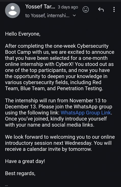 Im Thrilled To Share That I Have Been Selected For An Internship With