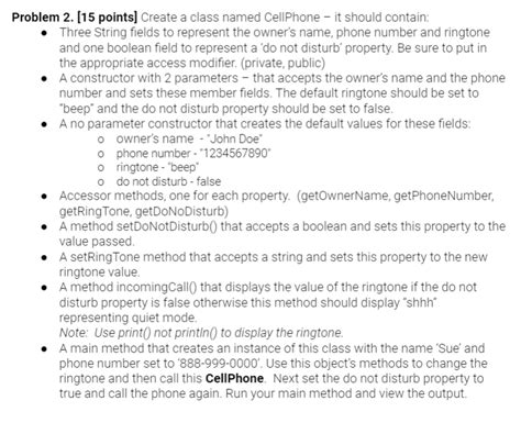 Solved Problem 2 15 Points Create A Class Named Cellphone