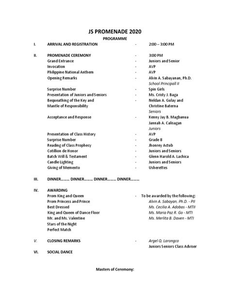 Js Promenade 2020 Pdf Prom Social Events