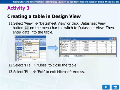 ppt activity 3 creating a table in design view powerpoint