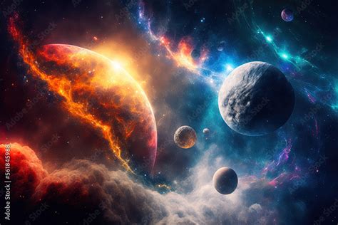 Background In Science That Is Abstract Stars Nebula And Planets In